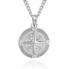 Mens Silver Compass Pendant Necklace | Fits 20-22 Inches
