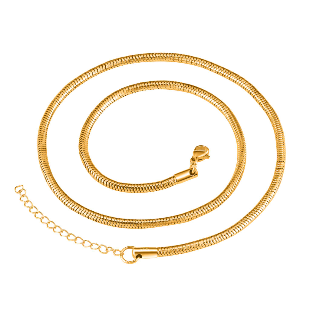 Gold Snake Chain | 3mm Width | Fits 20 to 22 Inches