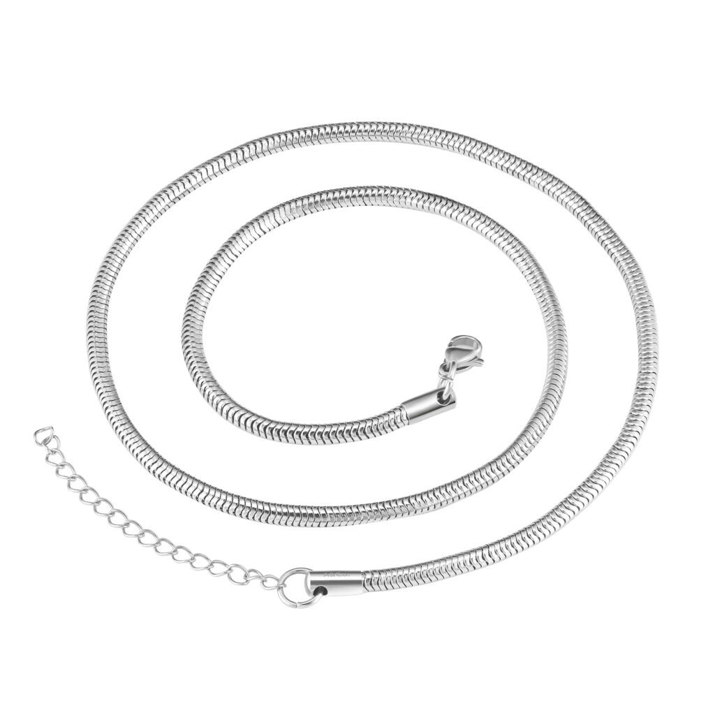 Silver Snake Chain | 3mm Width | Fits 20-22 Inches