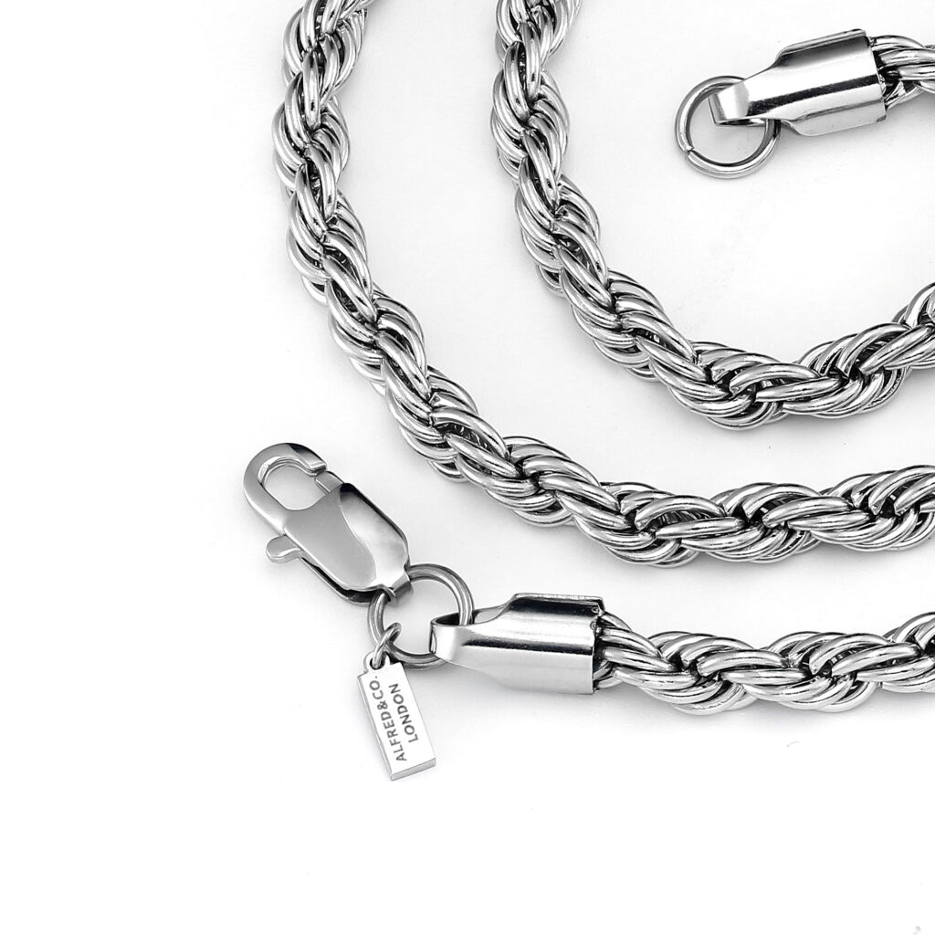 Mens Silver Rope Chain | 6mm Width | Alfred & Co. London