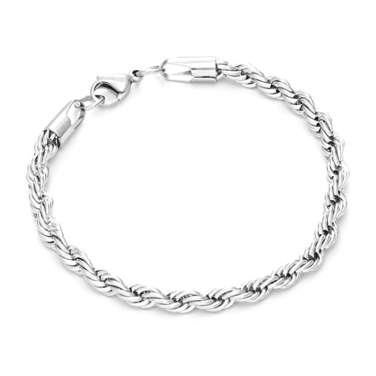 Mens Silver Rope Bracelet | 4mm Width | Alfred & Co. London