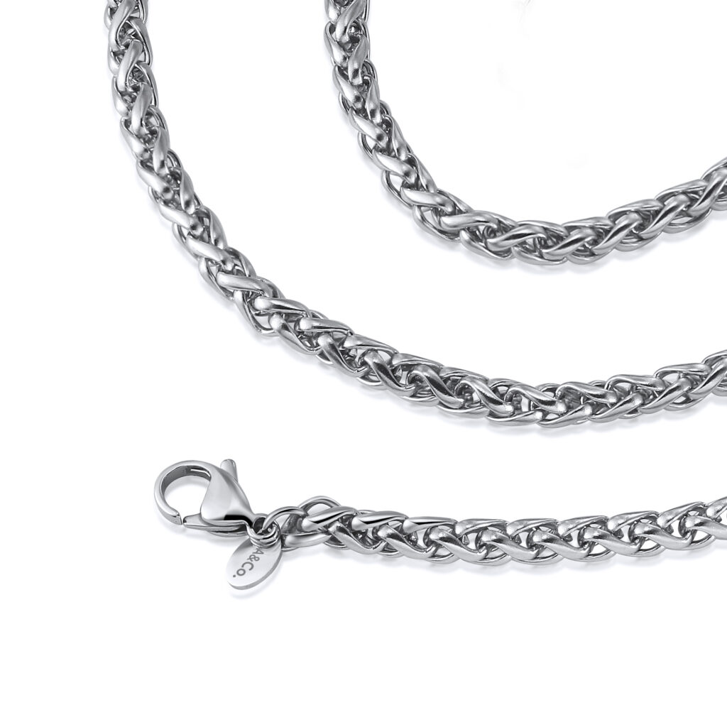 Silver Wheat Chain Necklace | 4mm Width | Alfred & Co. London