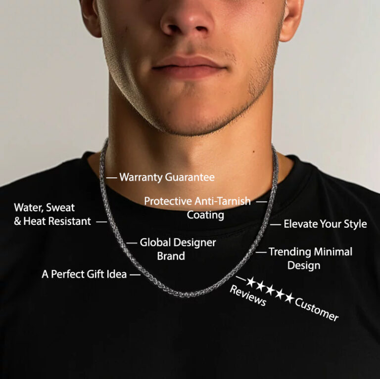 Silver Wheat Chain Necklace | 4mm Width | Alfred & Co. London