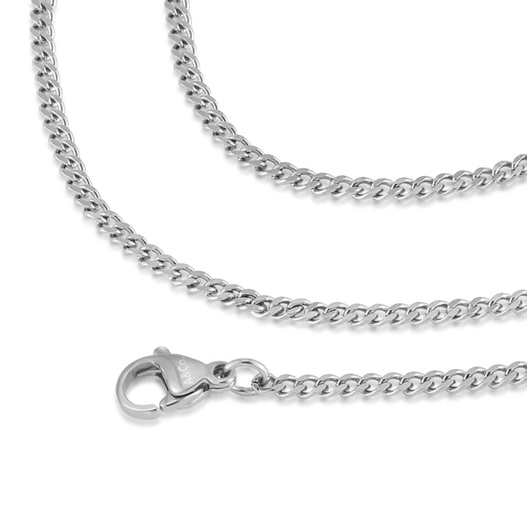 Mens Thin Silver Curb Chain | 2mm Width | 20-22 Inches