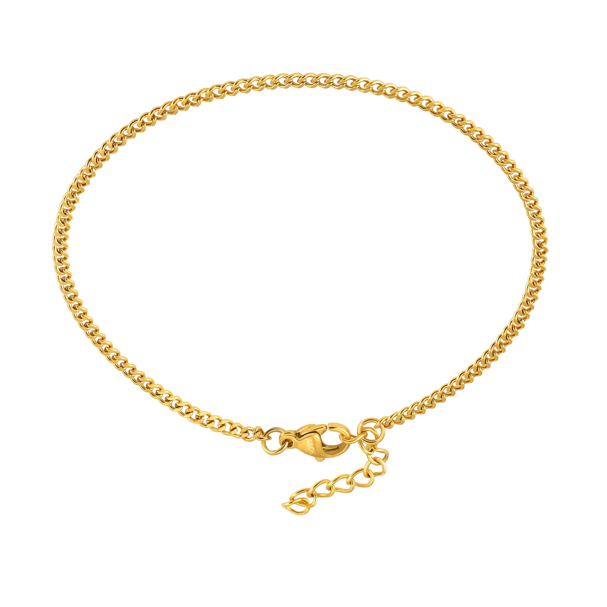 Mens Thin Gold Curb Bracelet | 2mm Width | Alfred & Co. London