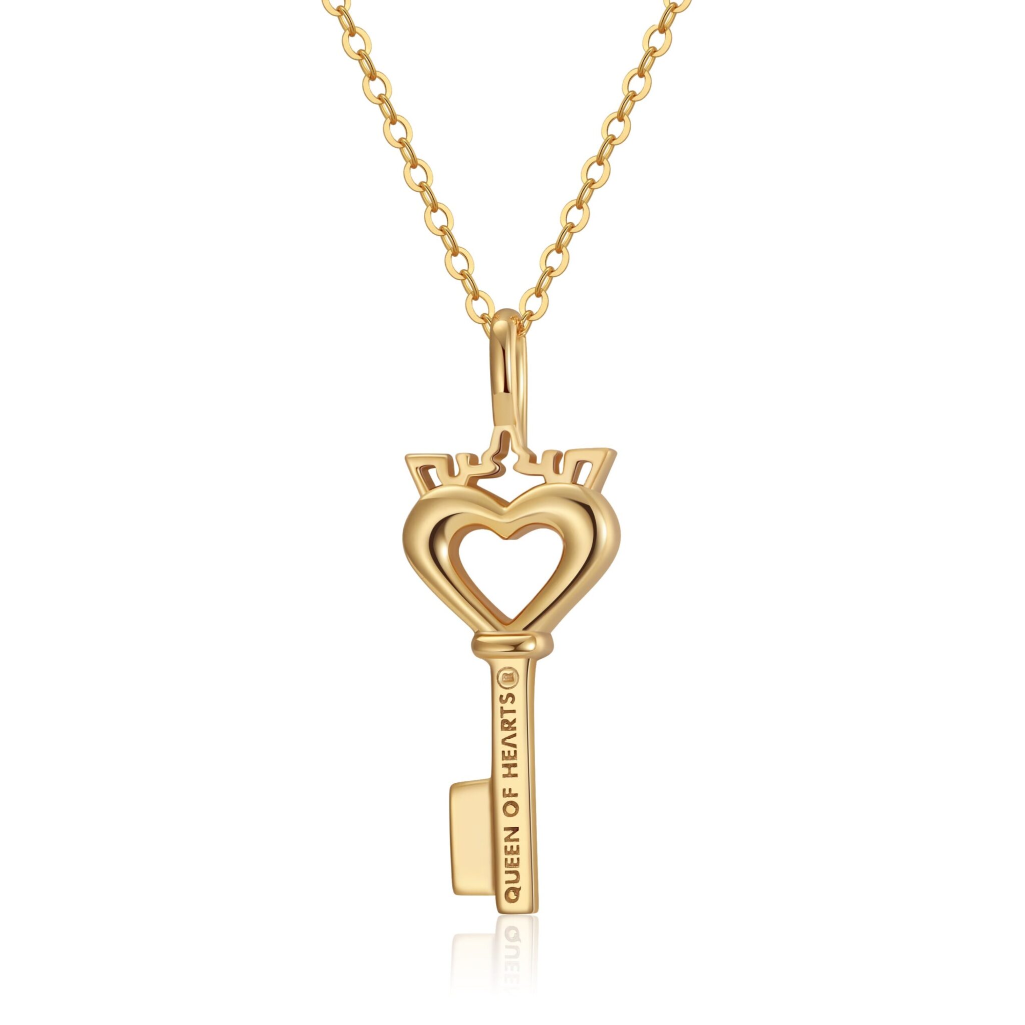 Crowned Heart Key Pendant Necklace | Gold-TONE | Alfred & Co. London