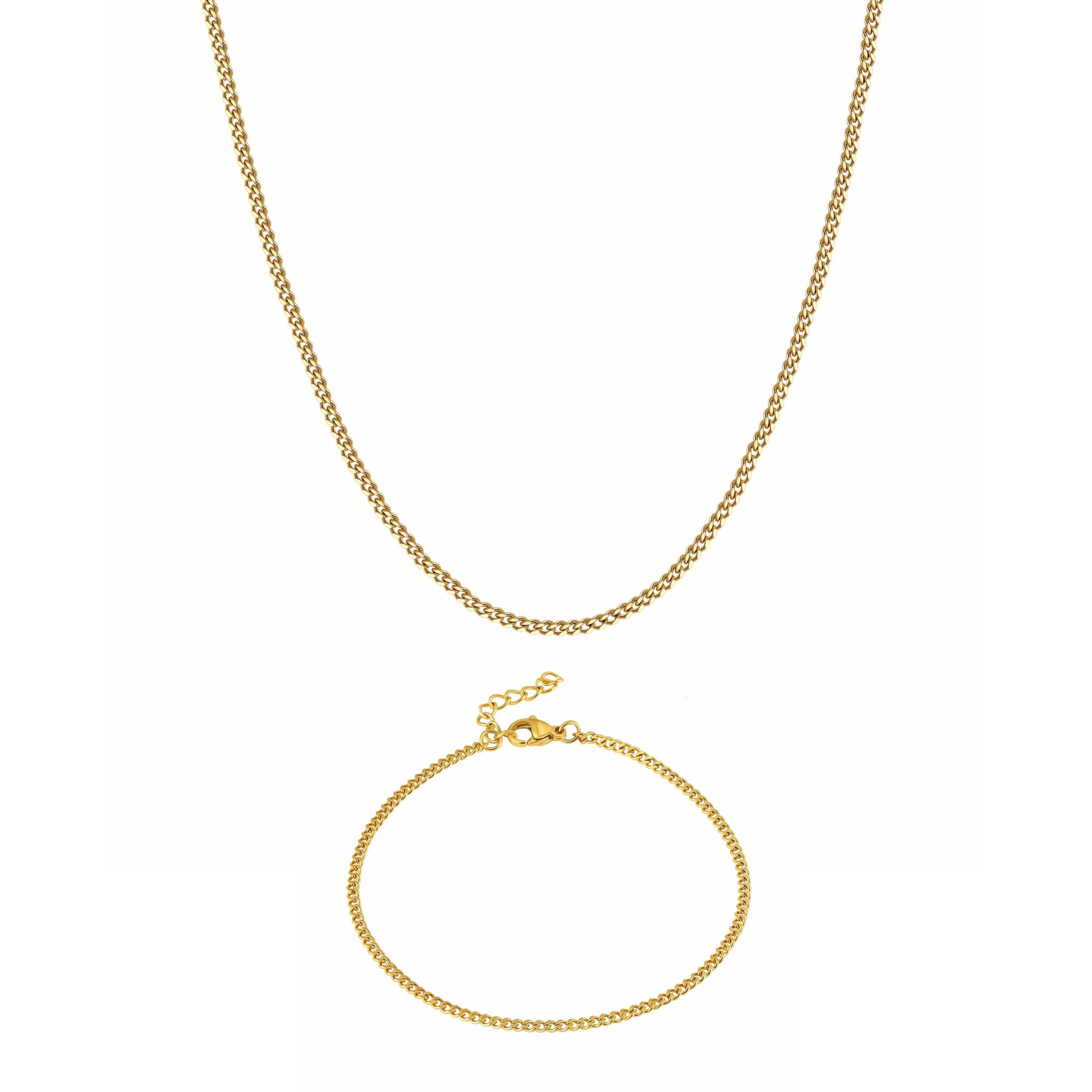 CURB CHAIN Necklace & Bracelet Set (GOLD) | 2mm Width | MINIMAL